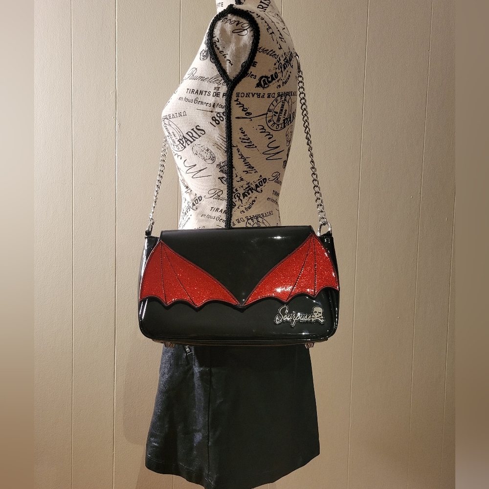Sourpuss Vinyl Bat Wing Purse- Rockabilly, Pinup, Hot… - Gem